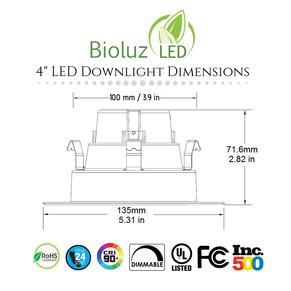 4 Inch LED Recessed Light Fixtures 90 CRI Dimmable UL-Listed CEC JA8 T