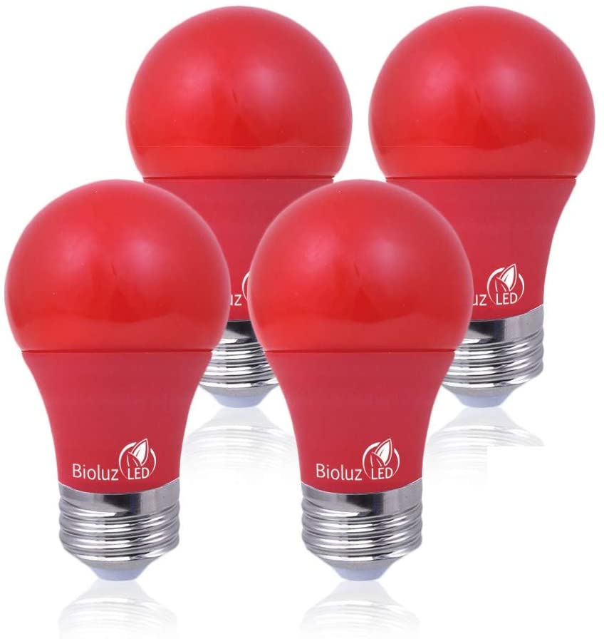 4 Pack Bioluz LED Color Tinted Light Bulbs Blue Red Yellow Green 60W R